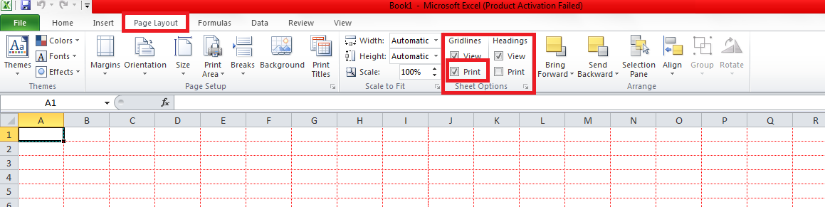 Gridlines In Excel
